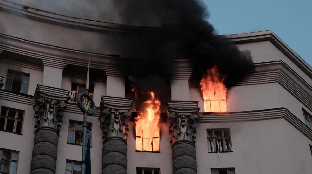Cabinet building hit by russian Iskander missile with foreign ...